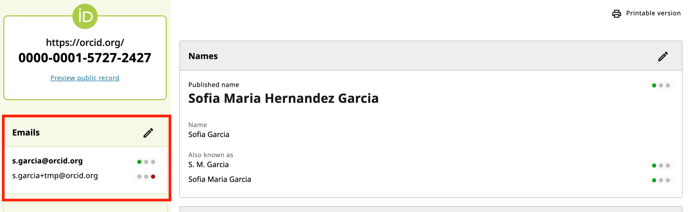 Managing associated email addresses – ORCID