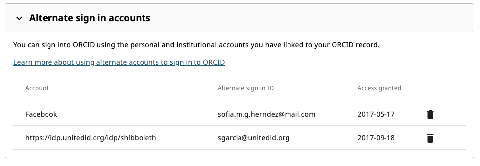 Linking accounts – ORCID