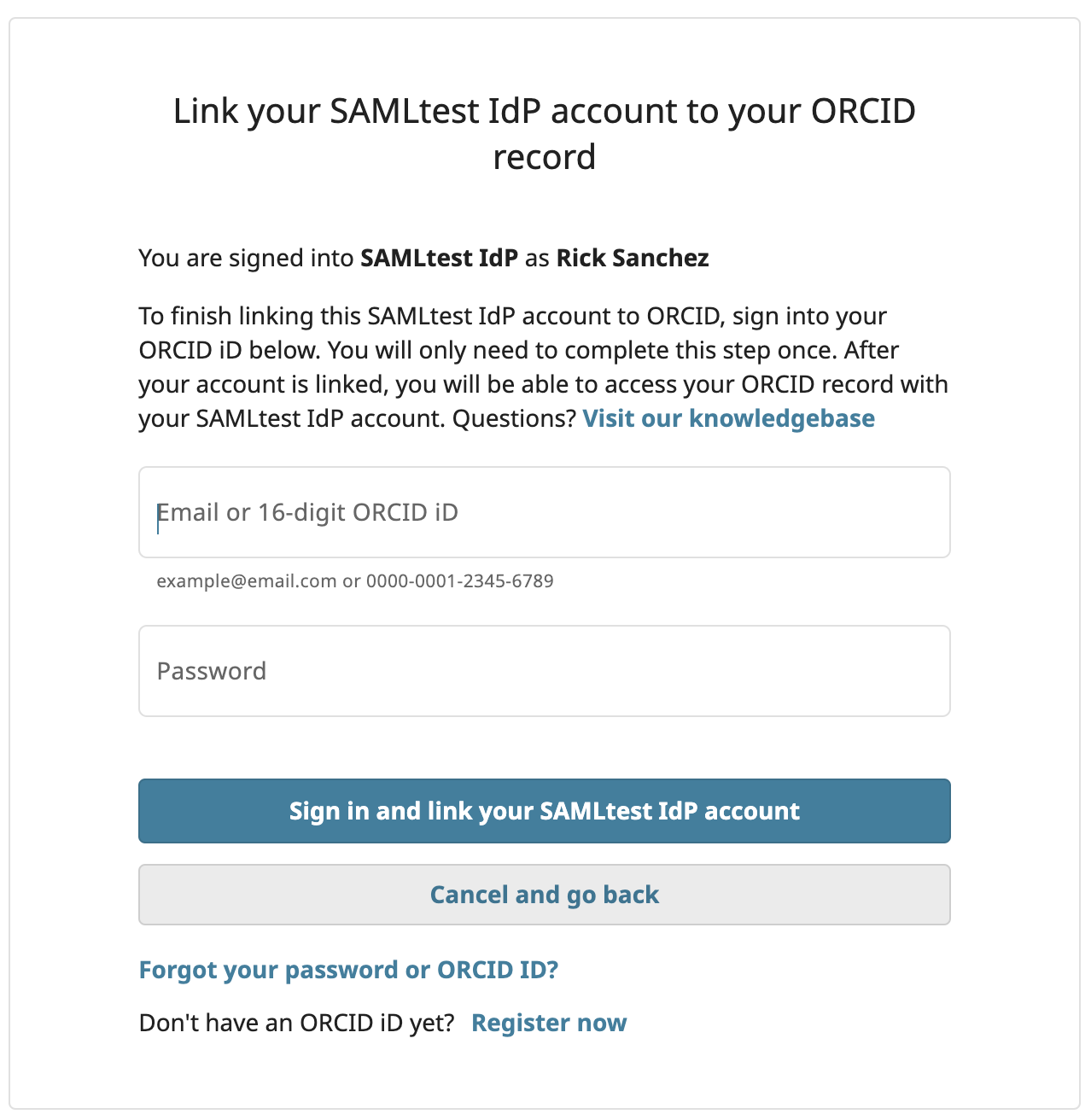 Linking accounts – ORCID